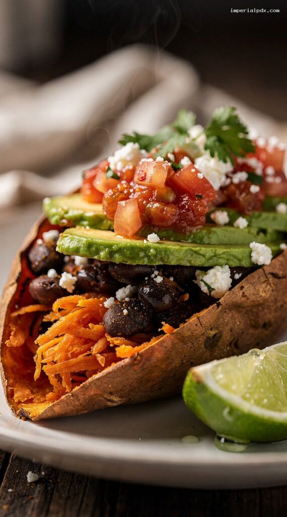 Microwave Sweet Potato Taco With Black Beans and Avocado – Imperial Recipes