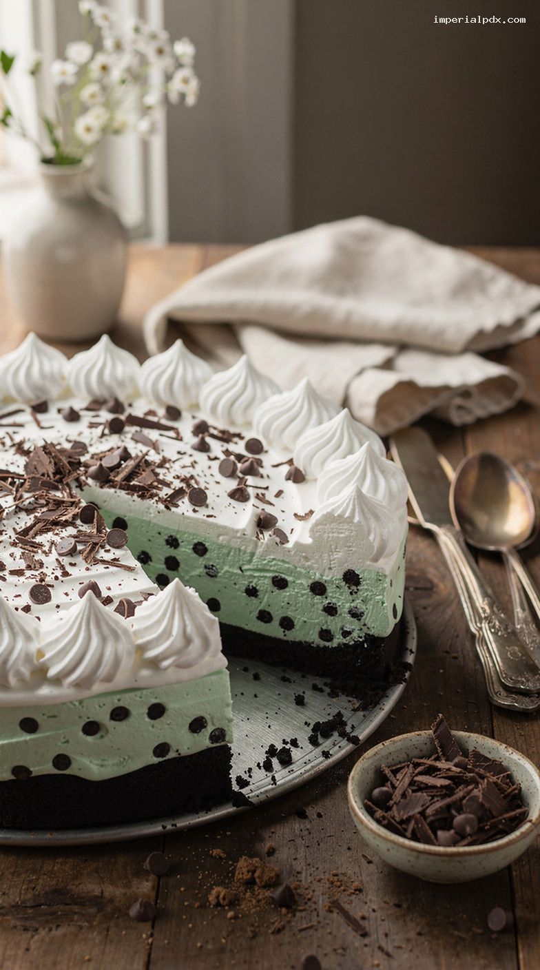 Mint Chocolate Chip Cream Pie with Cookie Crust – Imperial Recipes