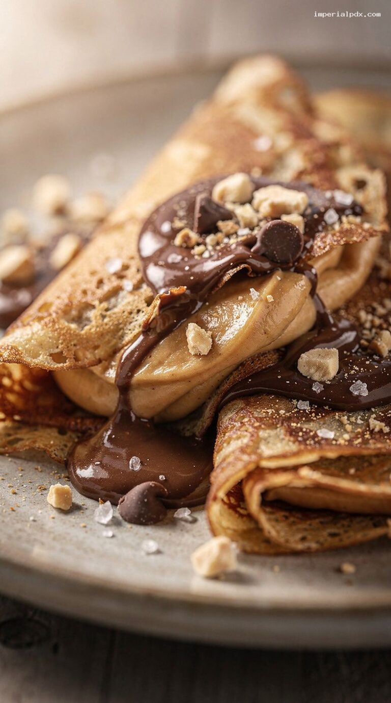 Peanut Butter Chocolate Pretzel Crepes With Flaky Salt – Imperial Recipes