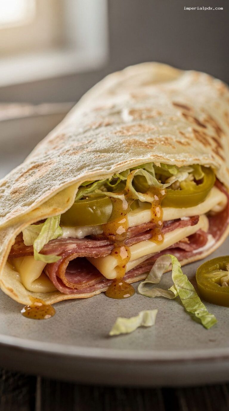 Salami Provolone Pepperoncini Crepe Wrap With Italian Dressing ...