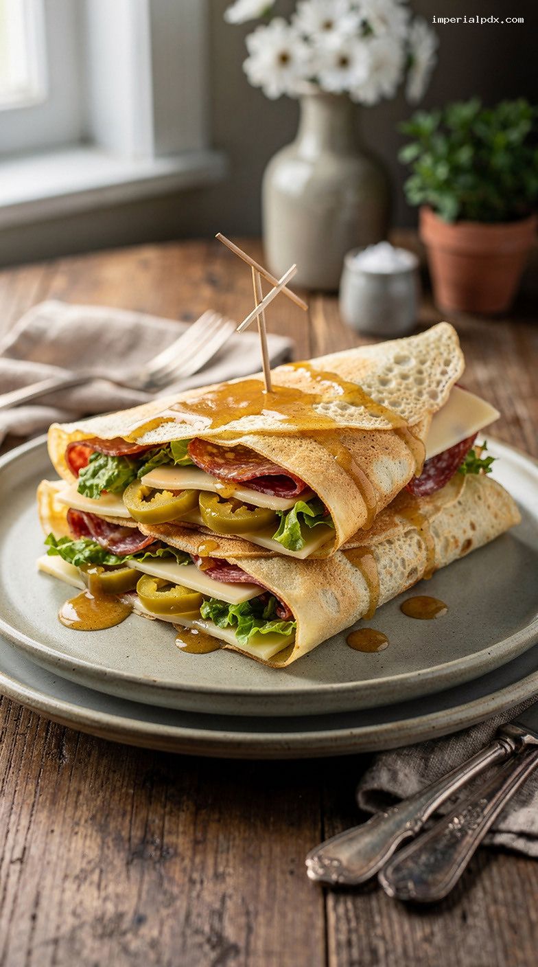 Salami Provolone Pepperoncini Crepe Wrap With Italian Dressing ...