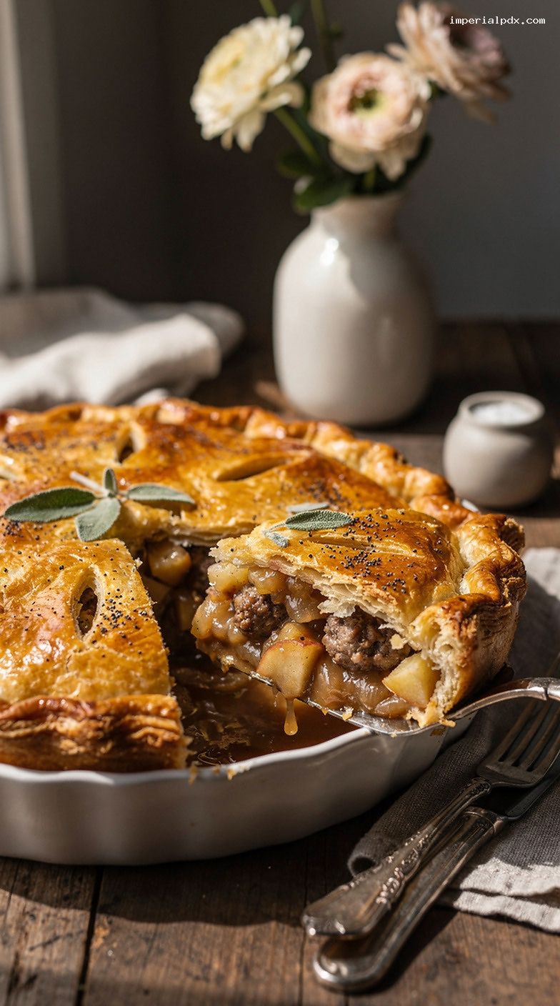 Sausage, Apple, and Sage Pie with Flaky Pastry Lid – Imperial Recipes