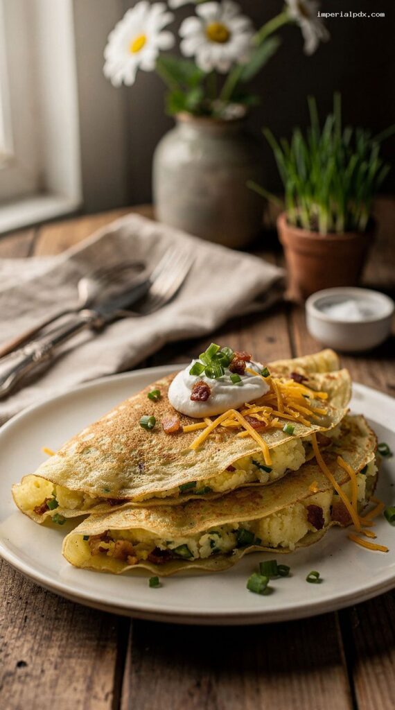 Sour Cream, Chive, and Bacon Baked Potato Crepes – Imperial Recipes