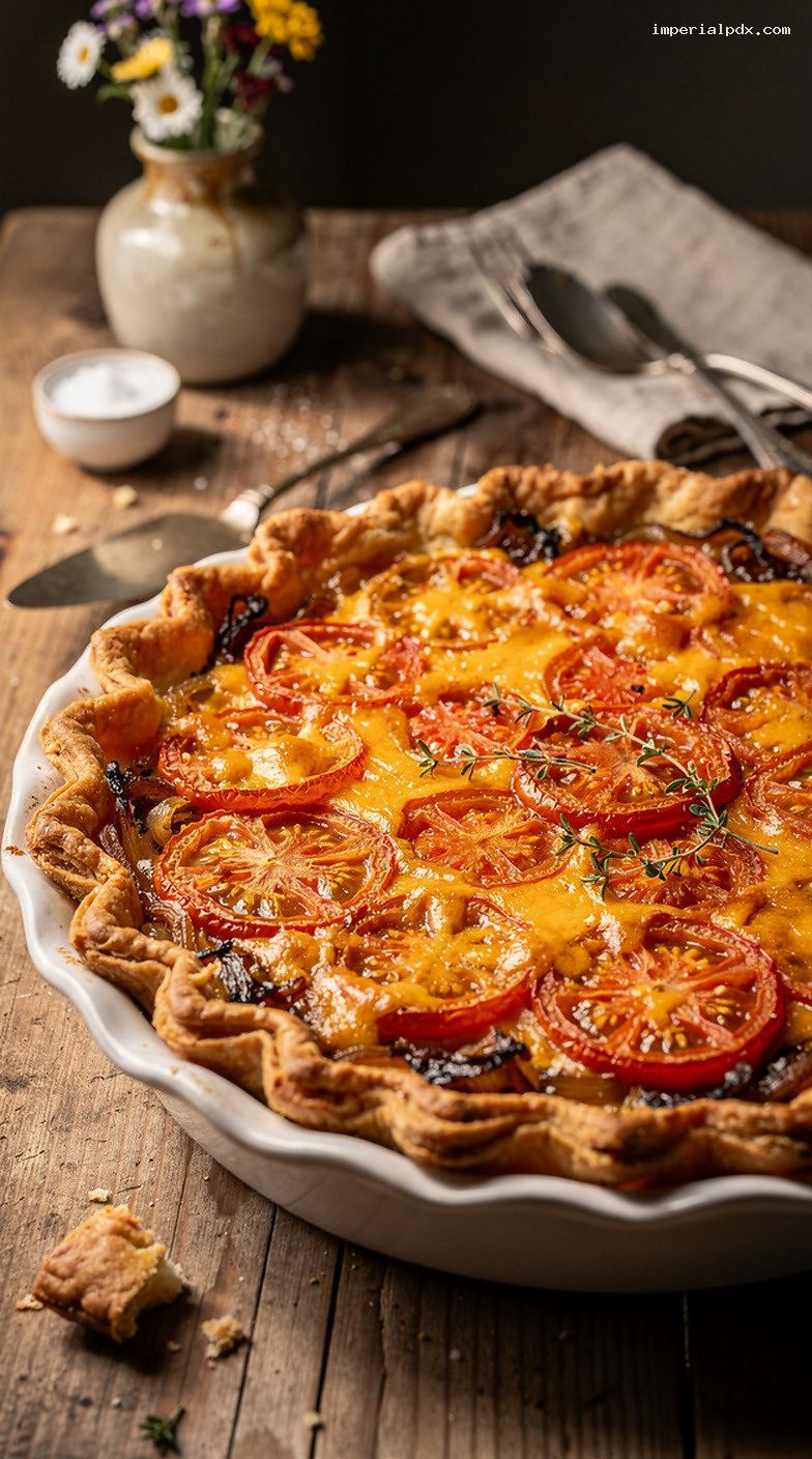Tomato, Caramelized Onion and Cheddar Pie – Imperial Recipes