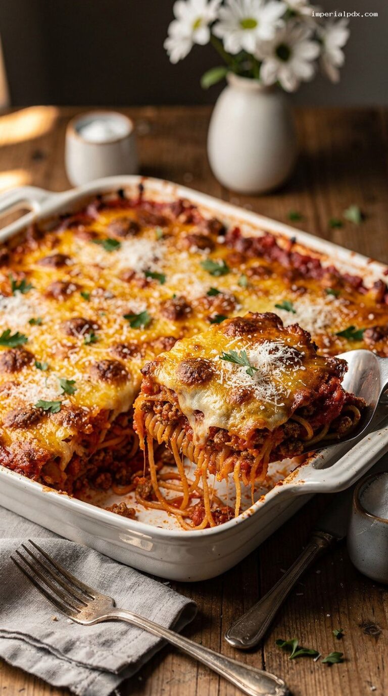 Baked Country Spaghetti Casserole With Meat Sauce and Cheese – Imperial ...